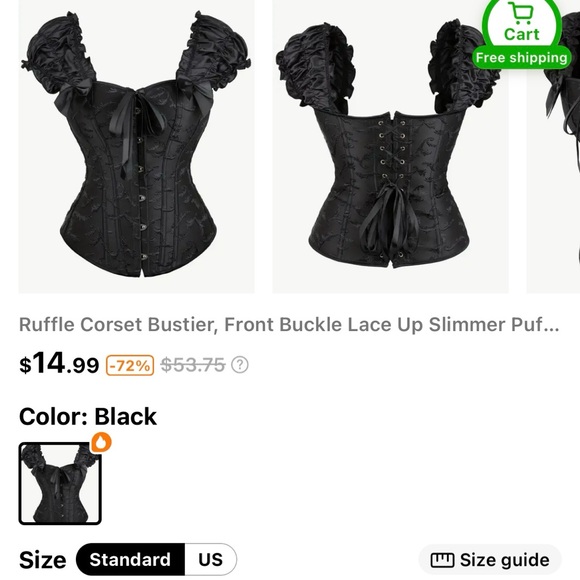 Tops | Temu Corset Top Black Never Used | Poshmark